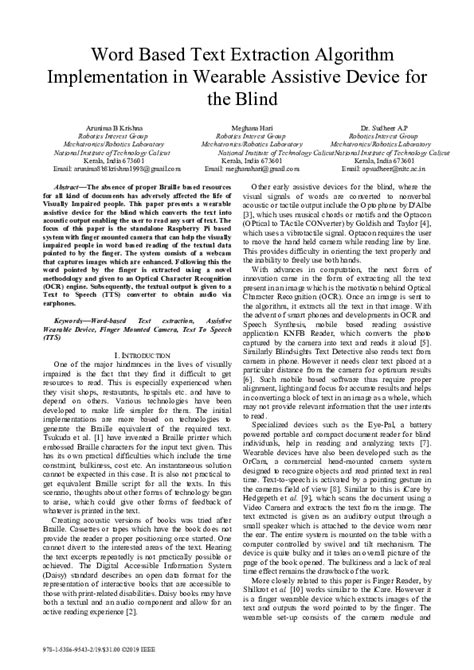 pdf word based text extraction algorithm implementation in wearable