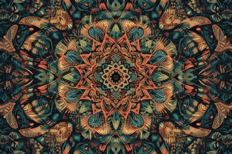 Premium Ai Image Vibrant And Detailed Pattern On A Dark Backdrop Generative Ai