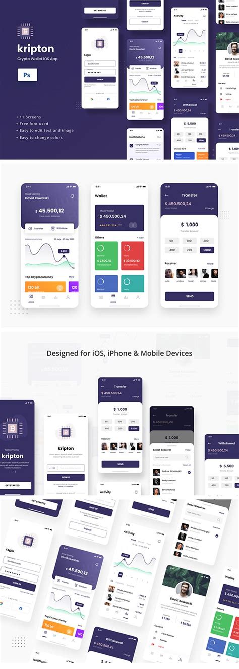 Kripton Crypto Wallet IOS App PSD Template App Interface Design