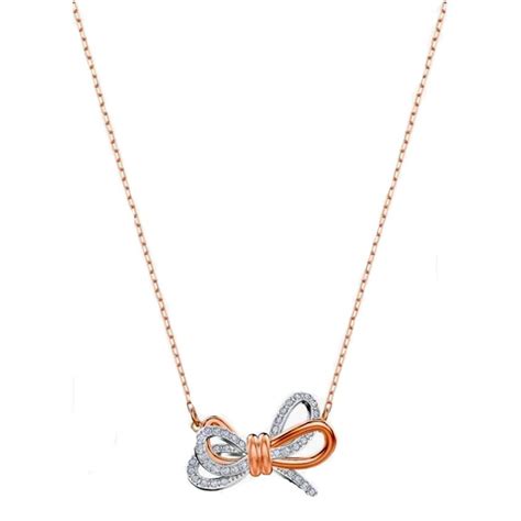 Swarovski Lifelong White Mixed Metal Finish Bow Necklace 5440636