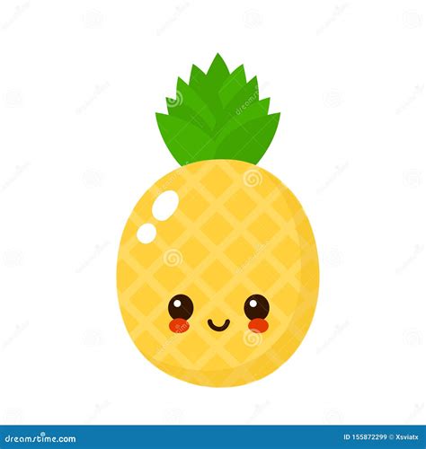 Happy Cute Smiling Pineapple Face Cartoon Vector 155872299