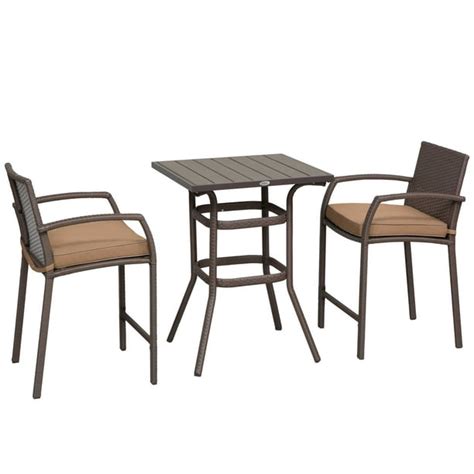 Outsunny 3 Pieces Patio Bar Set Wicker Garden Bistro Set Outdoor