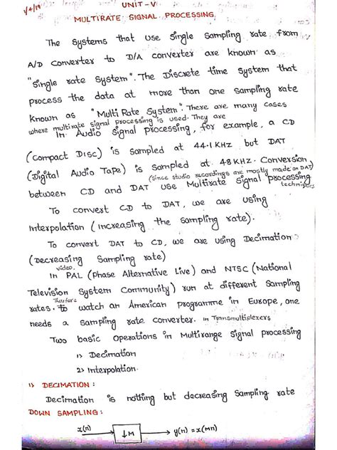 Unit 5 Multirate Signal Processing Pdf