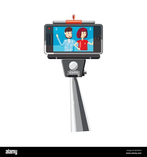 Holding A Selfie Stick Stock Vector Images Alamy