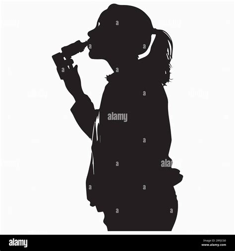 Asthma Affected Girl Silhouette Vector Illustration Stock Vector Image