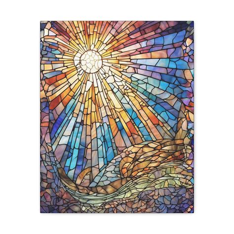 Stained Glass Sun Rays Art Print Canvas Gallery Wall Art Wrap Sun Art
