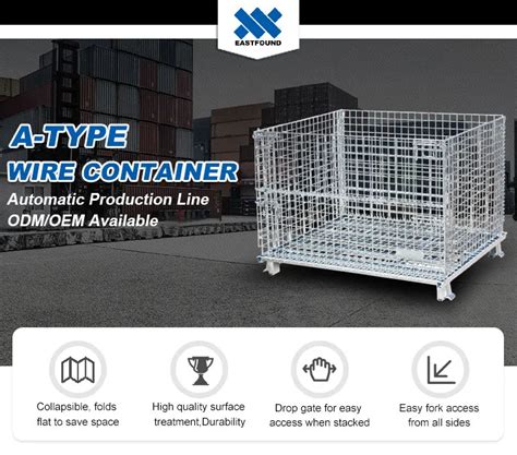 Metal Pallet Stackable Storage Cage Heavy Duty Wire Container