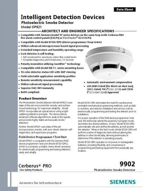 2 Op921 Optical Smoke Detector Siemens Light Emitting Diode Sensor