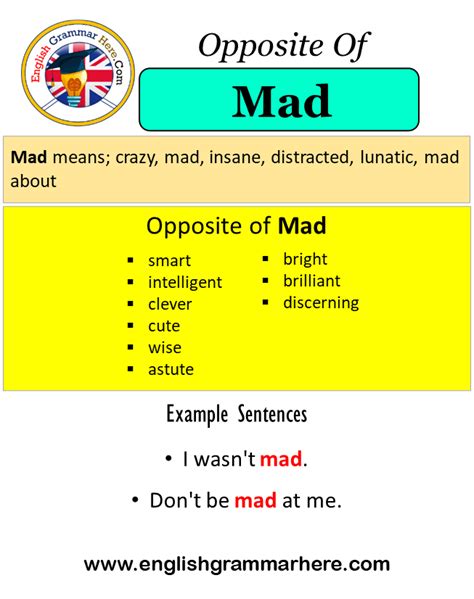 Opposite Of Mad Antonyms Of Mad Meaning And Example Sentences