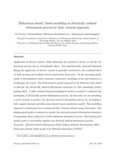 Download Pdf Dislocation Density Based Modelling Of Electrically