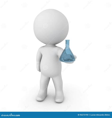 3d Character Holding Laboratory Flask Stock Illustration Illustration