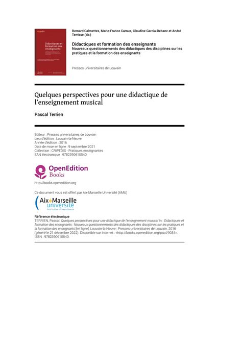 PDF Didactiques Et Formation Des Enseignants