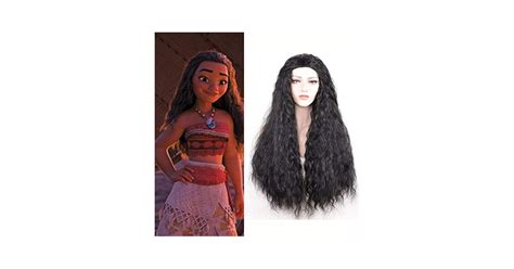 Moana Wig Moana Cosplay Wigs Long Curly Black Hair Synthetic South