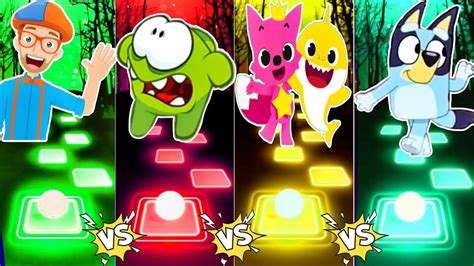 Blippi Vs Omnom Vs Pink Fong With Baby Shark Vs Bluey Bingo Different