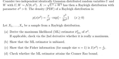 Solved Consider Two Independent Identically Gaussian Chegg