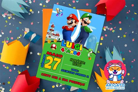 Convite Digital Mário e Luigi Elo7 Produtos Especiais
