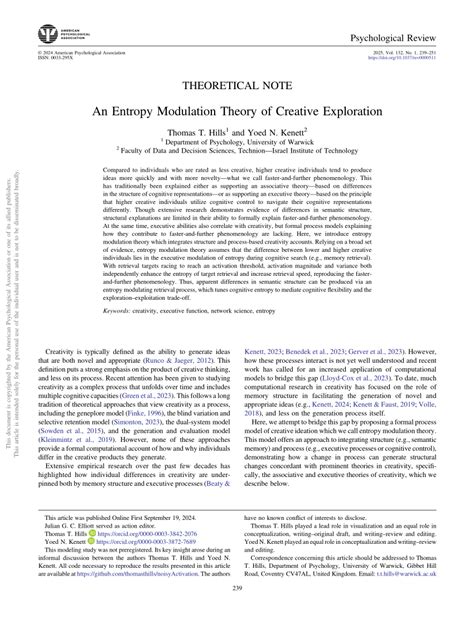 An Entropy Modulation Theory Of Creative Exploration Request Pdf