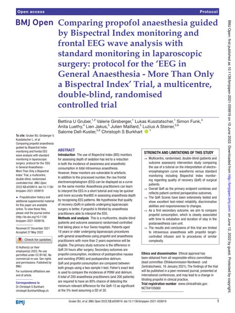 Pdf Comparing Propofol Anaesthesia Guided By Bispectral Index Monitoring And Frontal Eeg Wave