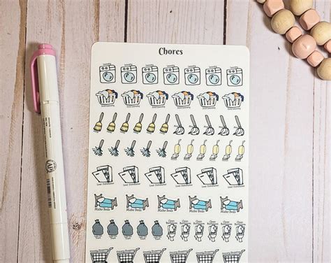 Chore Icon Sticker Sheet Chore Stickers Cleaning List Stickers