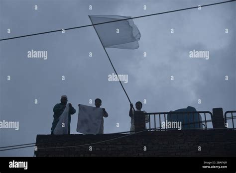 Lahore Pakistan Th Mar Pakistani People Hoisting White Flags