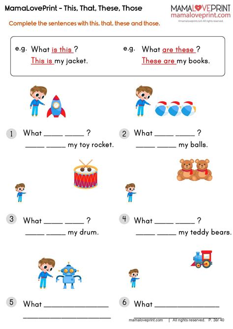 Grade 1 English Worksheets Demonstrative Pronouns Level 2 This That
