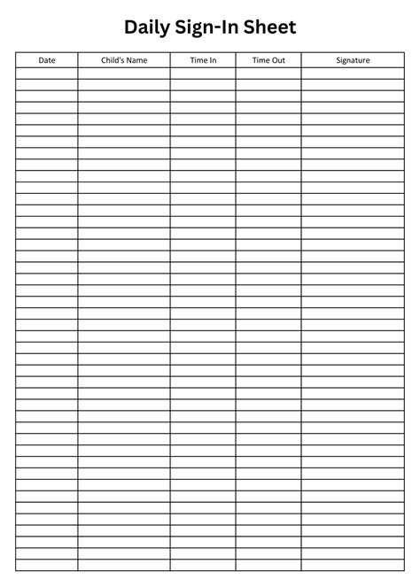 Construction Site Sign In Sheet Template