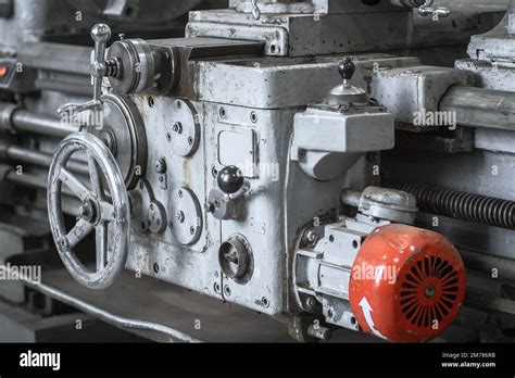 Old Lathe For Metal Processing Type Of Metal Machine Parts In Lathe