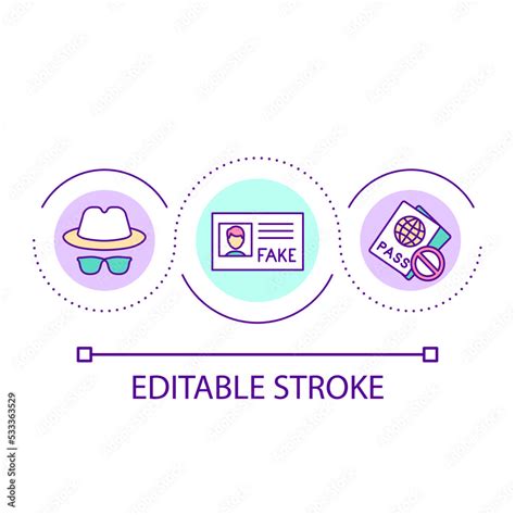 Identity Document Forgery Loop Concept Icon Fake Passport And Id