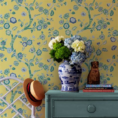 Temple Garden Lemon Grove Yellow Wallpaper Madcap Cottage