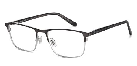 Grey Rectangle Full Rim Men Eyeglasses By Fossil 150127 Lenskart