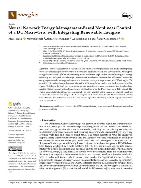 Neural Network Energy Management Based Nonlinear C Pdf Control