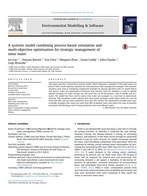 PDF A Systems Model Combining Process Based Simulation And Multi