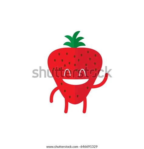 Cute Strawberry Waving Vector Illustration Flat Stock Vector Royalty