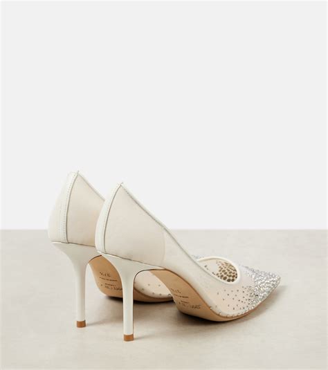 Love 85 Crystal Embellished Mesh Pumps In White Jimmy Choo Mytheresa