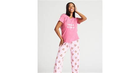 Loungeable Pink Trouser Pyjama Set With Leopard Print New Look
