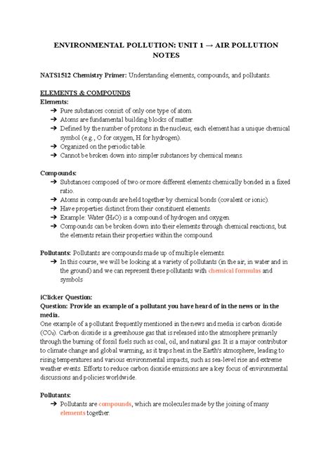 Environmental Pollution Unit 1 → Air Pollution Lecture Notes