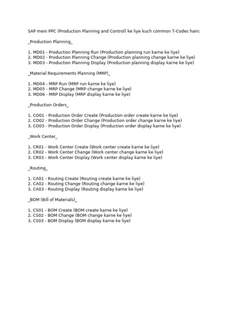 Sap Production T Code Pdf