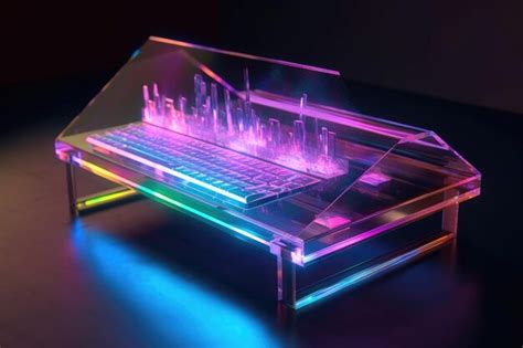 Premium Ai Image Holographic Keyboard On A Sleek Glass Surface Created With Generative Ai