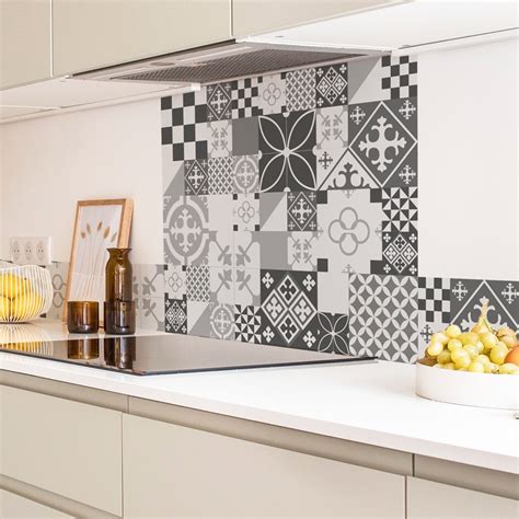 Crédence de cuisine adhésive en aluminium Carreaux de ciment gris