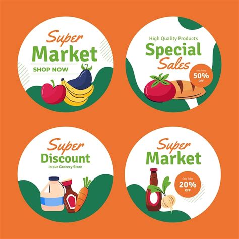 Free Vector Grocery Store Labels Template