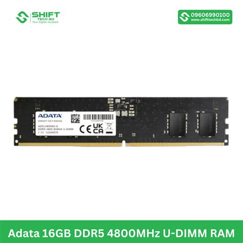 Adata 16gb Ddr5 4800mhz U Dimm Desktop Ram Price In Bangladesh Shift Tech Bd