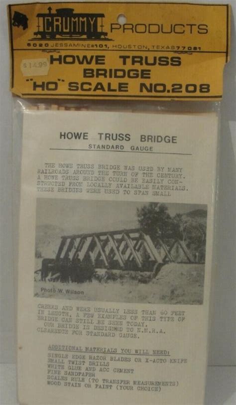 Crummy 208 Ho Howe Truss Bridge Kit Trainz