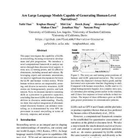 Are Large Language Models Capable Of Generating Human Level Narratives Acl Anthology