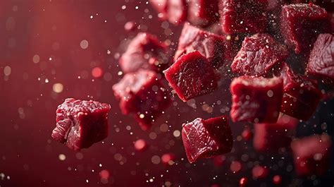 Premium Photo Cube Cutting Beef Floating On The Air Professional Photography Design