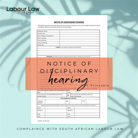 Notice Of Disciplinary Hearing Template Disciplinary Notice Template