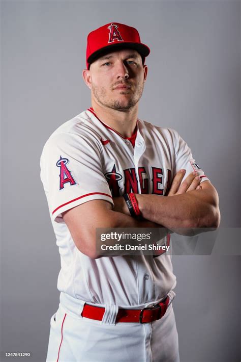 Mike Trout Of The Los Angeles Angels Poses For A Photo During The Los