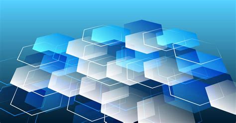 Blue Techno Abstract Background Overlap Layer On Bright Space With Glowing Hexagons Shape