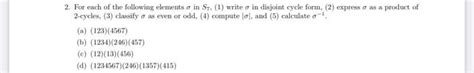 solved 2 for each of the following elements o in s 1