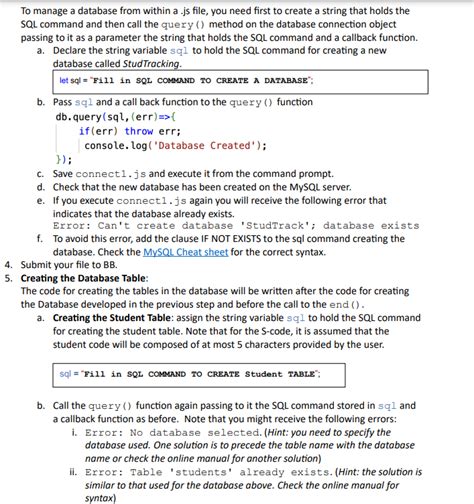 Solved Activity 2 Creating A Database In Nodejs In This
