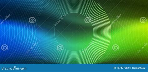 Vector Concentric Circles In Green And Blue Gradient Background Banner Stock Vector